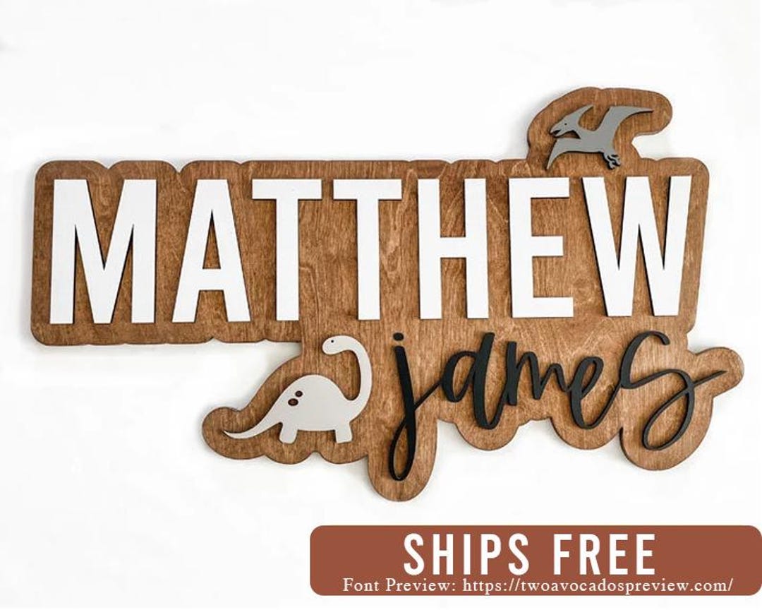 Dinosaur Name Sign, Large Wood Name Sign, Nursery Name Sign, Dinosaur ...