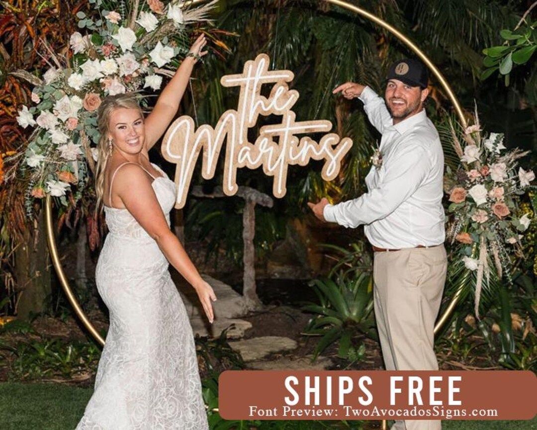 Large Last Name Sign, Cut Out Last Name Sign, Wedding Name Sign, Double ...