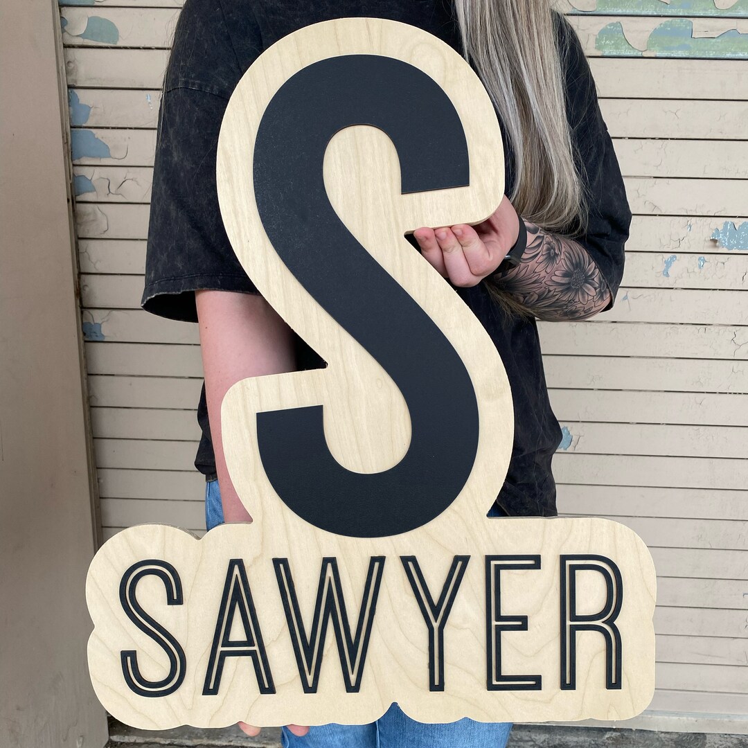 Large Wood Name Sign, Nursery Name Sign, Boho Nursery Sign , Above Crib ...