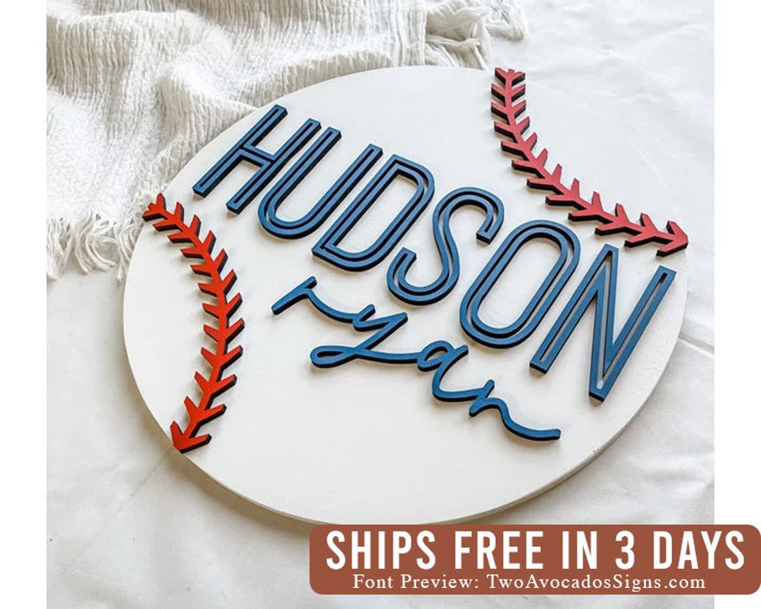 Baseball Nursery Name Sign, Round Name Sign, Sports Nursery, Boy Name ...