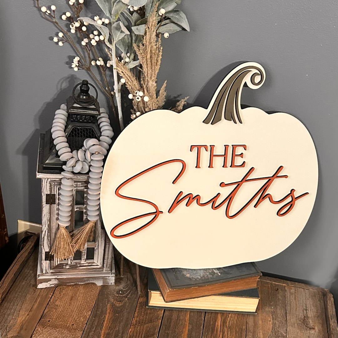 Pumpkin Name Sign, Fall Sign, Pumpkin Fall Sign, Fall Door Hanger, Door ...