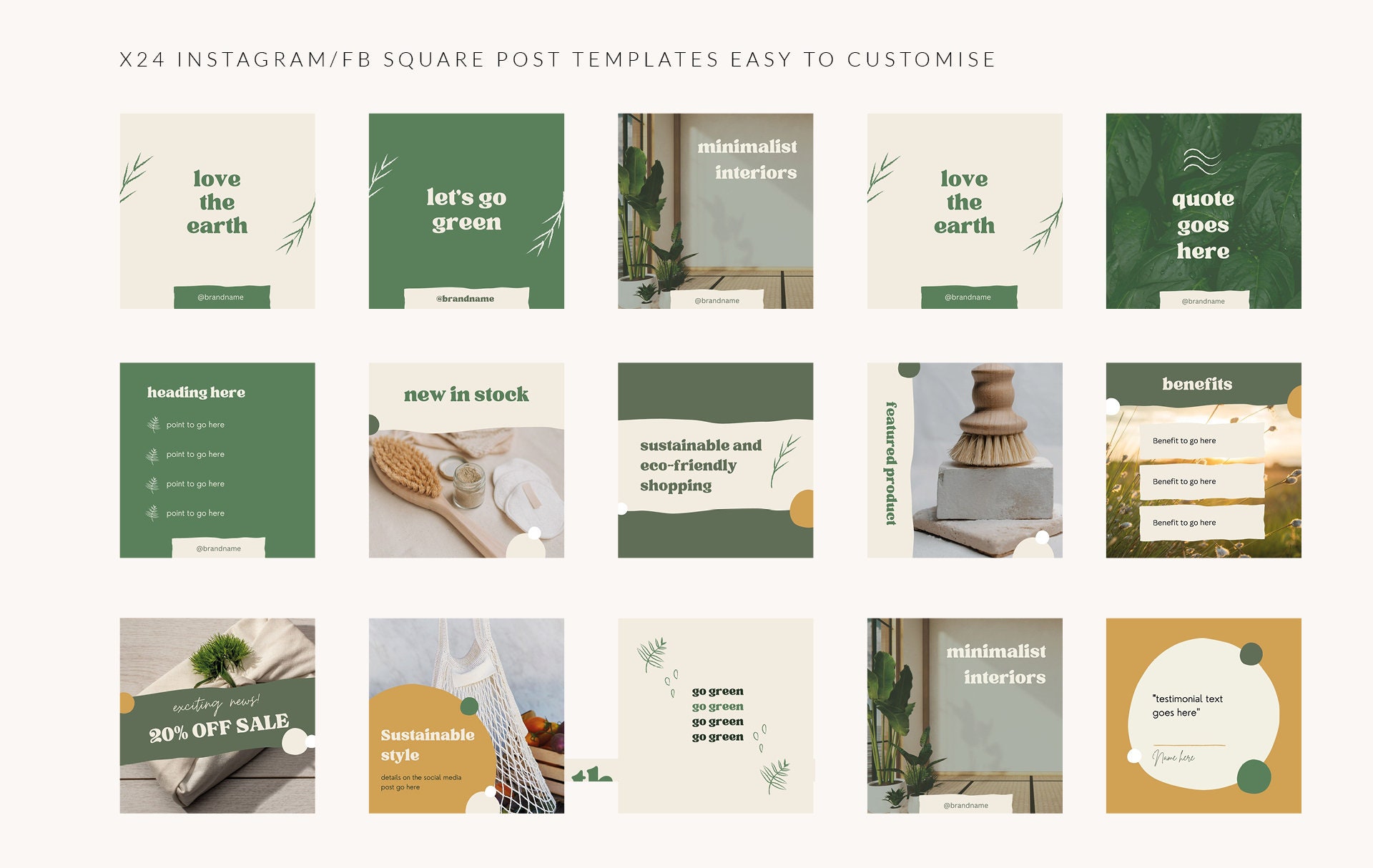 Eco-friendly Green Social Instagram Post Templates, Social Media ...