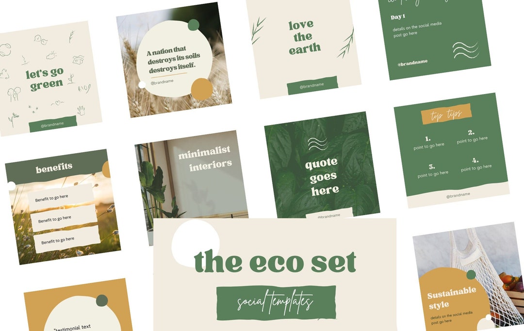 Eco-friendly Green Social Instagram Post Templates, Social Media ...