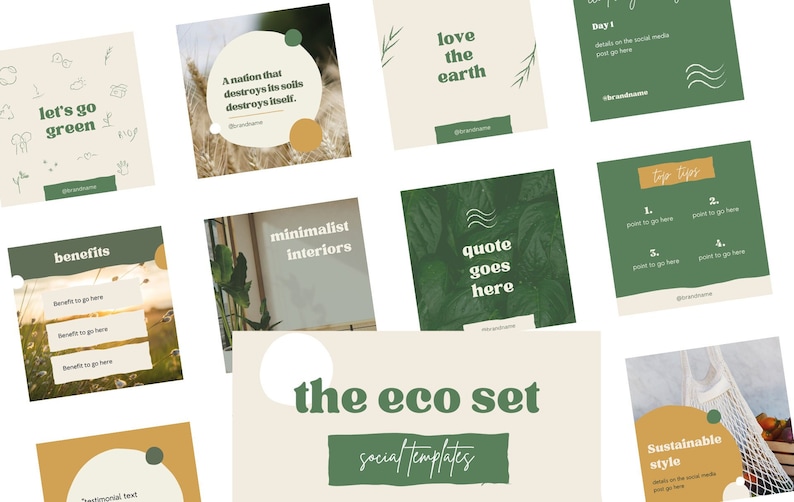 Eco-friendly Green Social Instagram Post Templates, Social Media ...