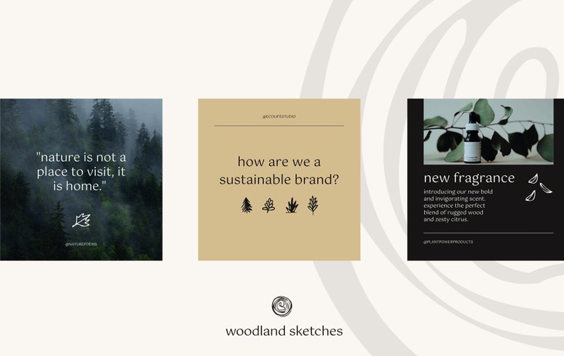 Woodland Social Media Post Templates: Nature-inspired Designs (canva ...