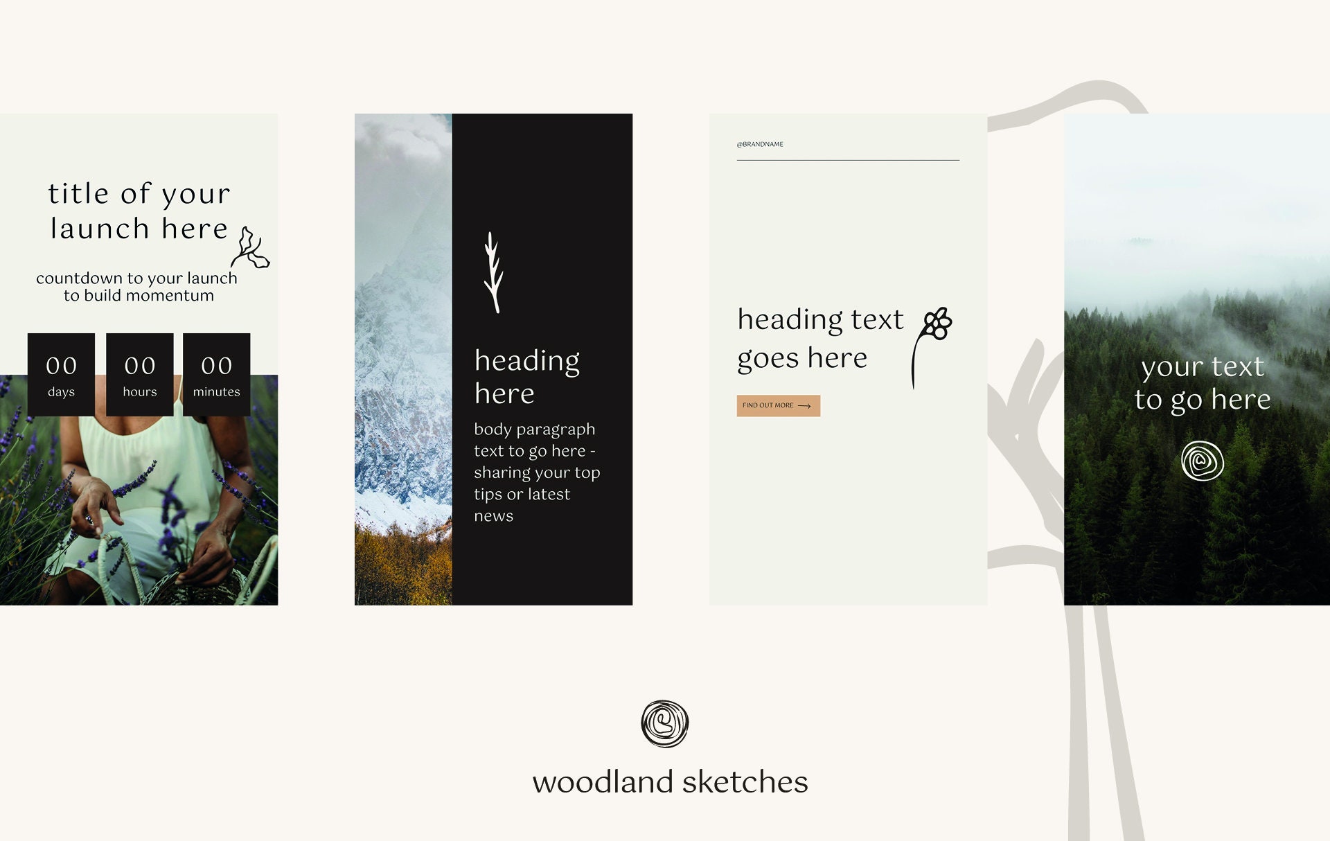 Woodland Social Media Post Templates: Nature-inspired Designs (canva ...