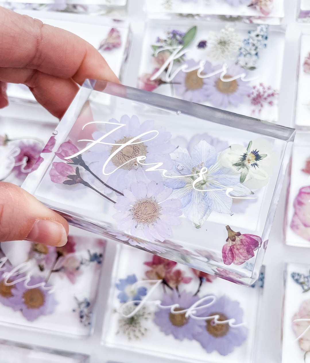 Pressed Flower Place Card/favor/wedding Placecards/floral Resin/wedding ...