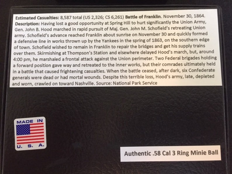 Militaria Collectibles Battle of Franklin Display Authentic Civil War ...