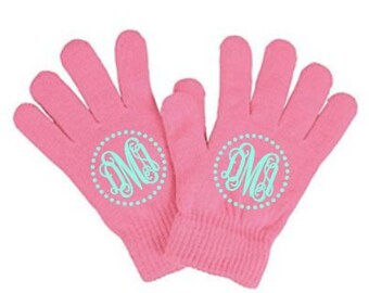 Monogram gloves | Etsy