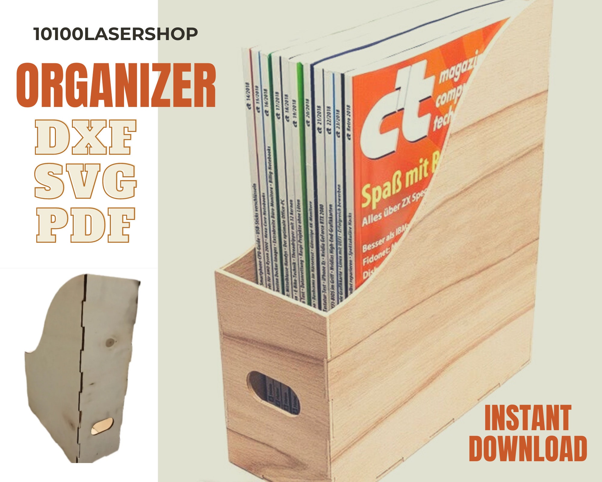 MAGAZINE RACK ORGANIZER Wood Laser Cut File 4 Mm Svg Pdf Dxf - Etsy