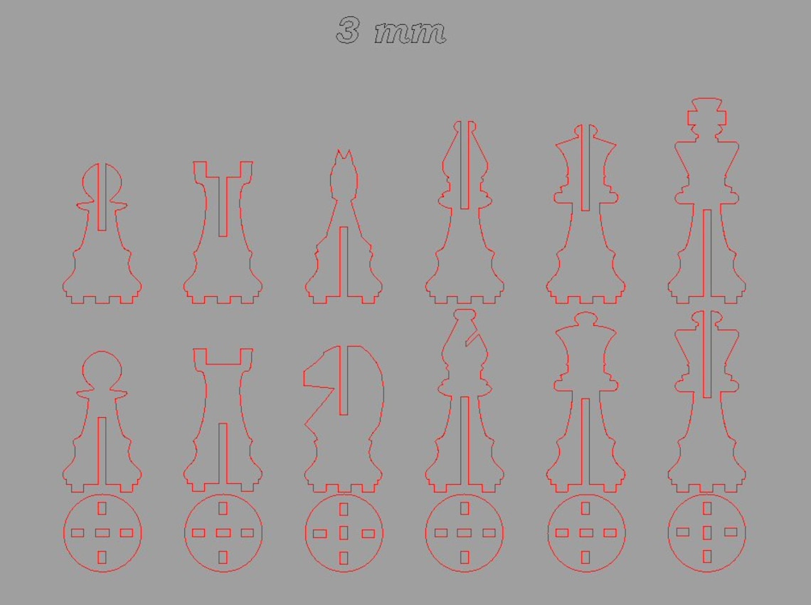 Chess, Chess Set Laser Cutting File - Digital Model, 3 Mm Laser Cut ...