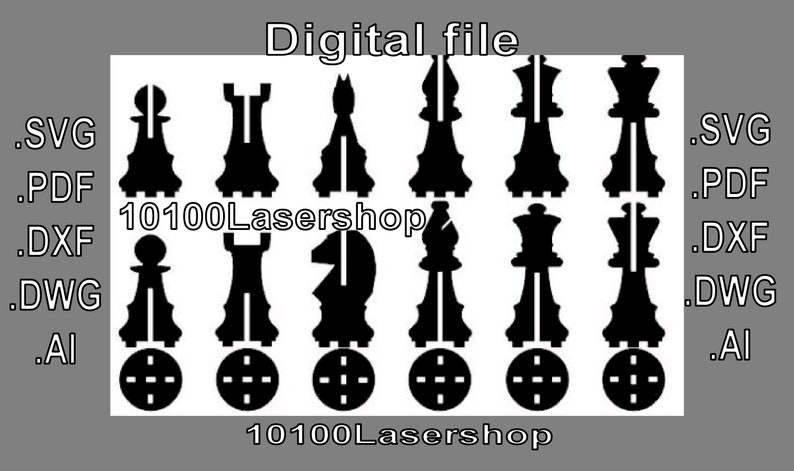 Chess, Chess Set Laser Cutting File - Digital Model, 3 Mm Laser Cut ...