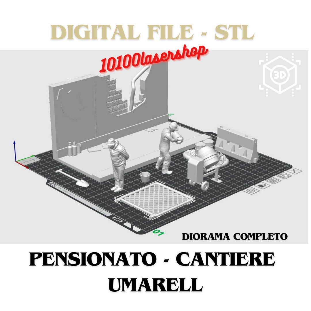 DIGITAL FILE STL 3d Umarell Pensioner Looking at Construction Site ...