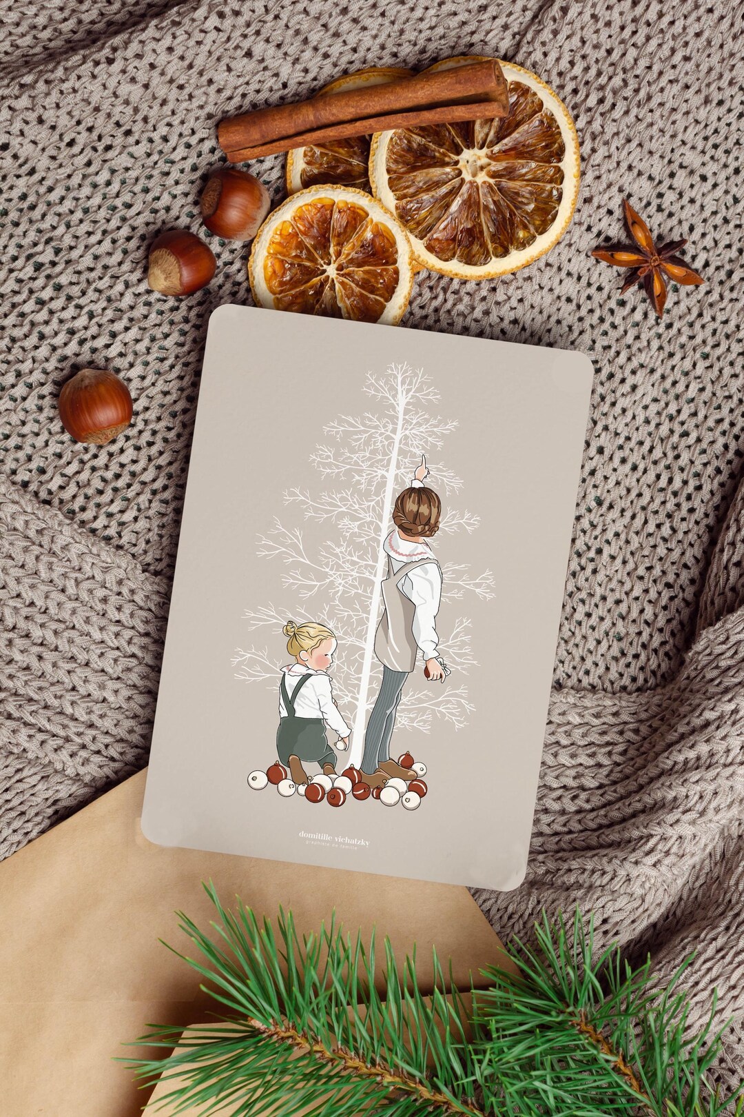 "little Girls Decorating the Tree" Card - Etsy