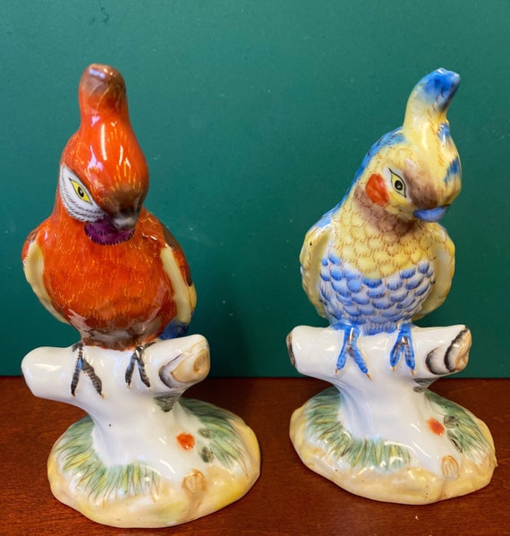 Vintage Pair of Tozai Home Hand Painted Porcelain Bird | Etsy