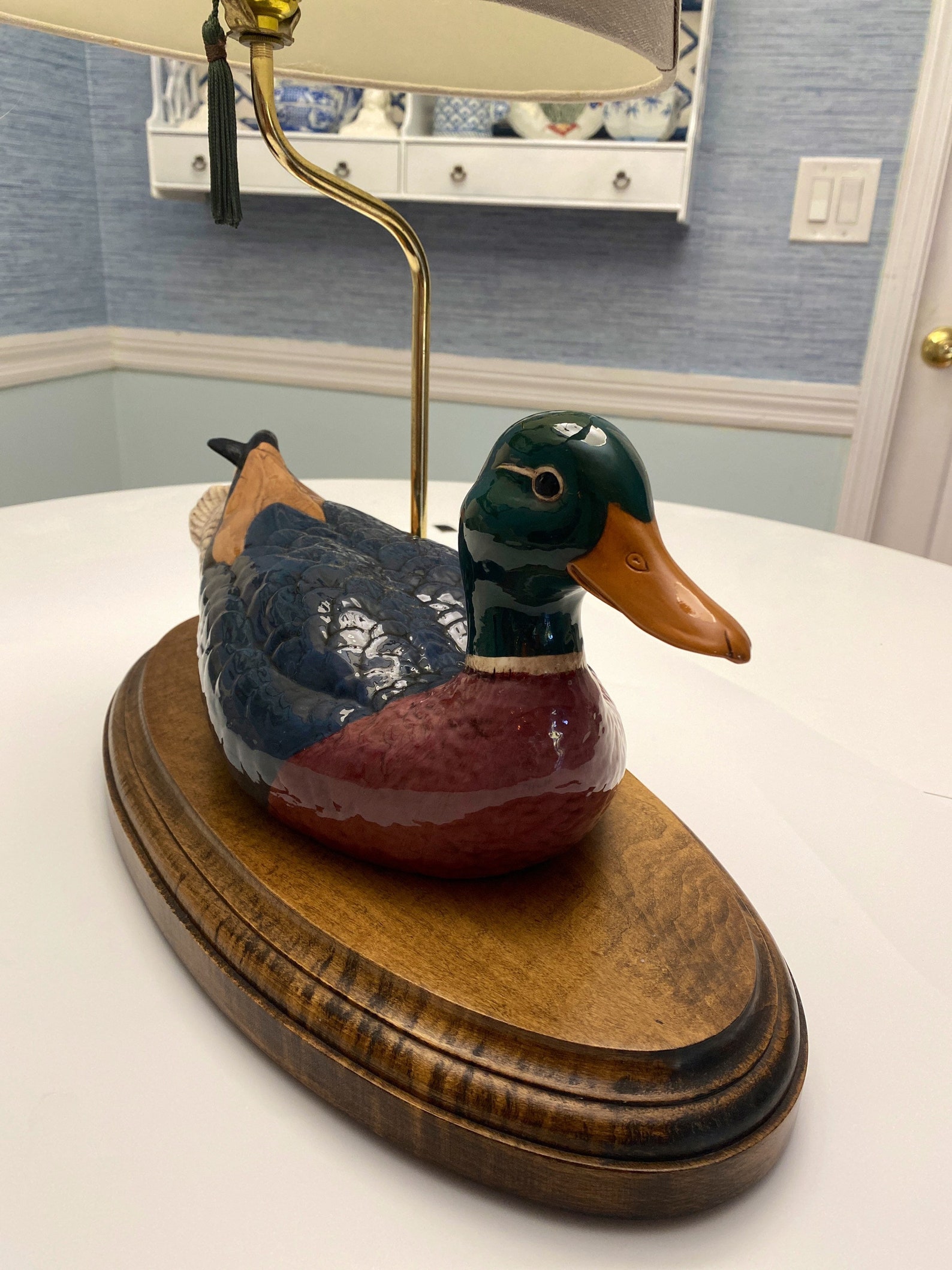 Vintage Porcelain Mallard Duck Table Lamp With Gorgeous Wooden Base. - Etsy