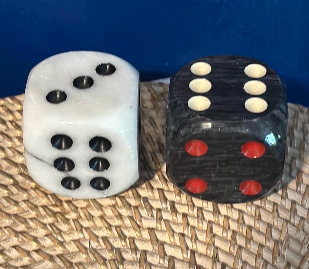 Vintage Pair of Solid Marble Curved Dice Paperweight - Etsy