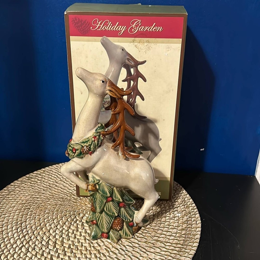 New Cracker Barrel Christmas Decorative Ceramic Reindeer Holiday Garden ...
