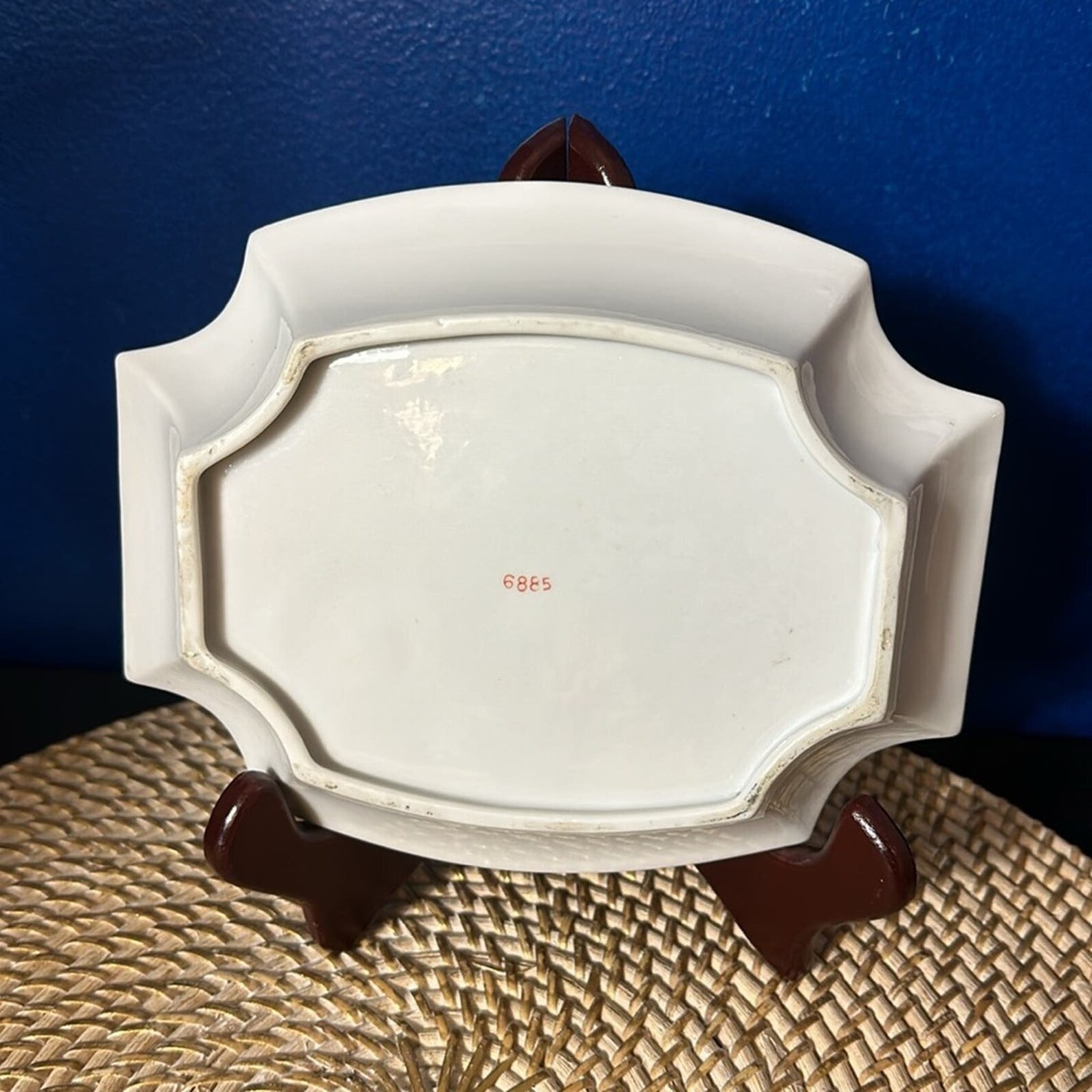 Vintage Iron Red, White & Gold Porcelain Asian Handpainted Floral Dish ...