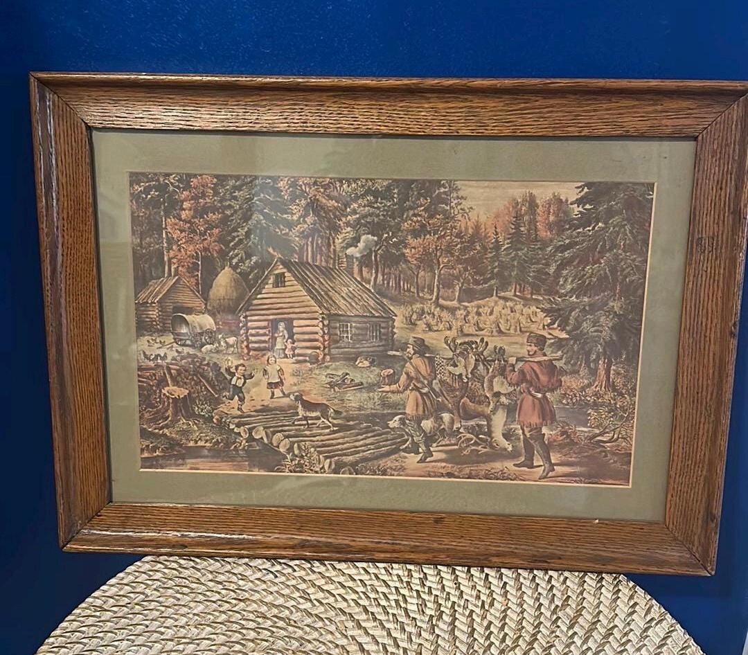 Vintage"life in the Country" Lithograph Currier & Ives Original Framed ...