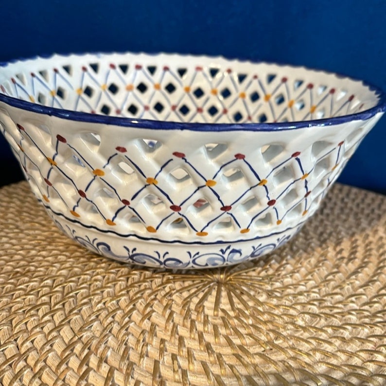 Vintage Porcelain Lattice Reticulated Hand Painted Bowl Made in ...