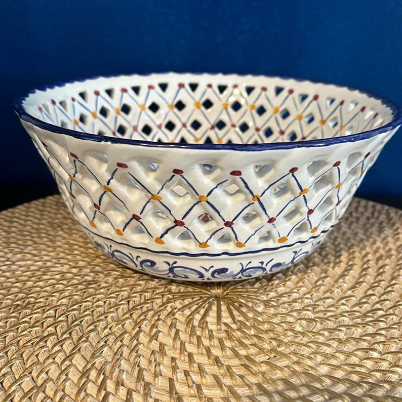 Vintage Porcelain Lattice Reticulated Hand Painted Bowl Made in ...