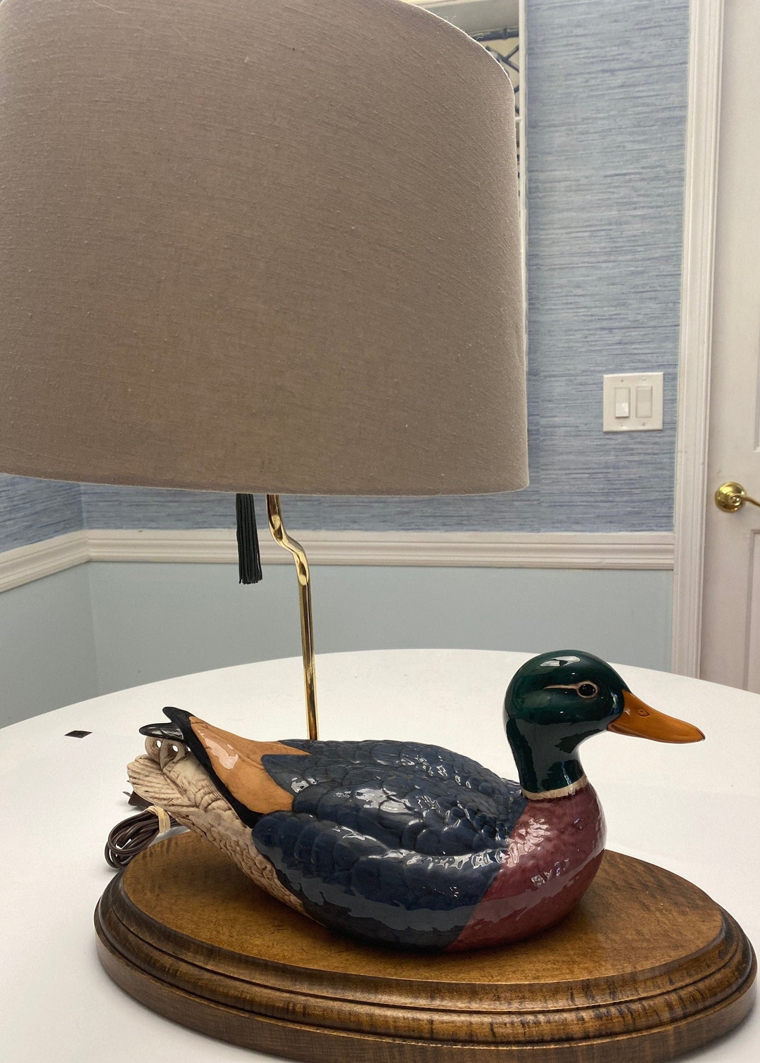 Vintage Porcelain Mallard Duck Table Lamp With Gorgeous Wooden Base. - Etsy
