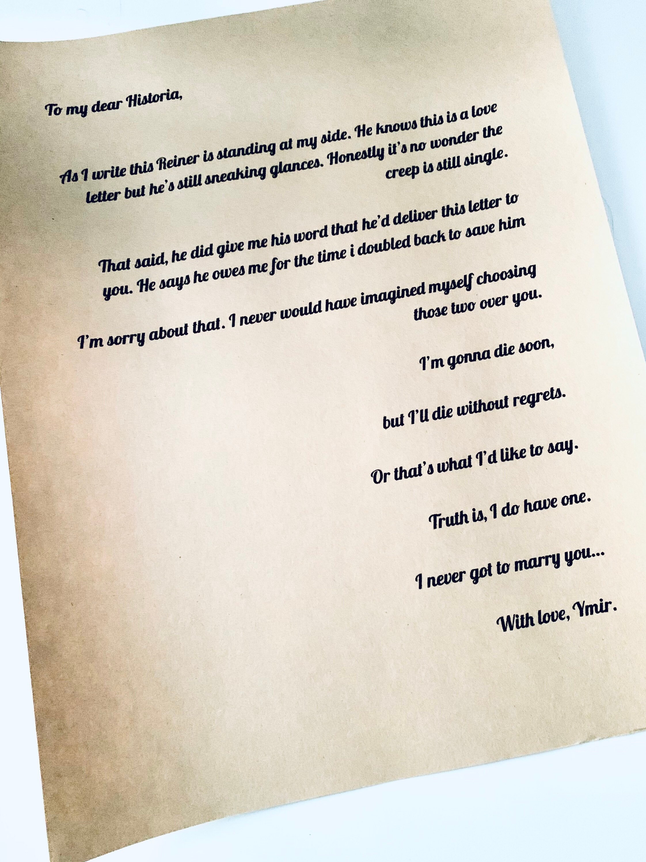 Dear Historia letter from Attack on Titan anime | Etsy