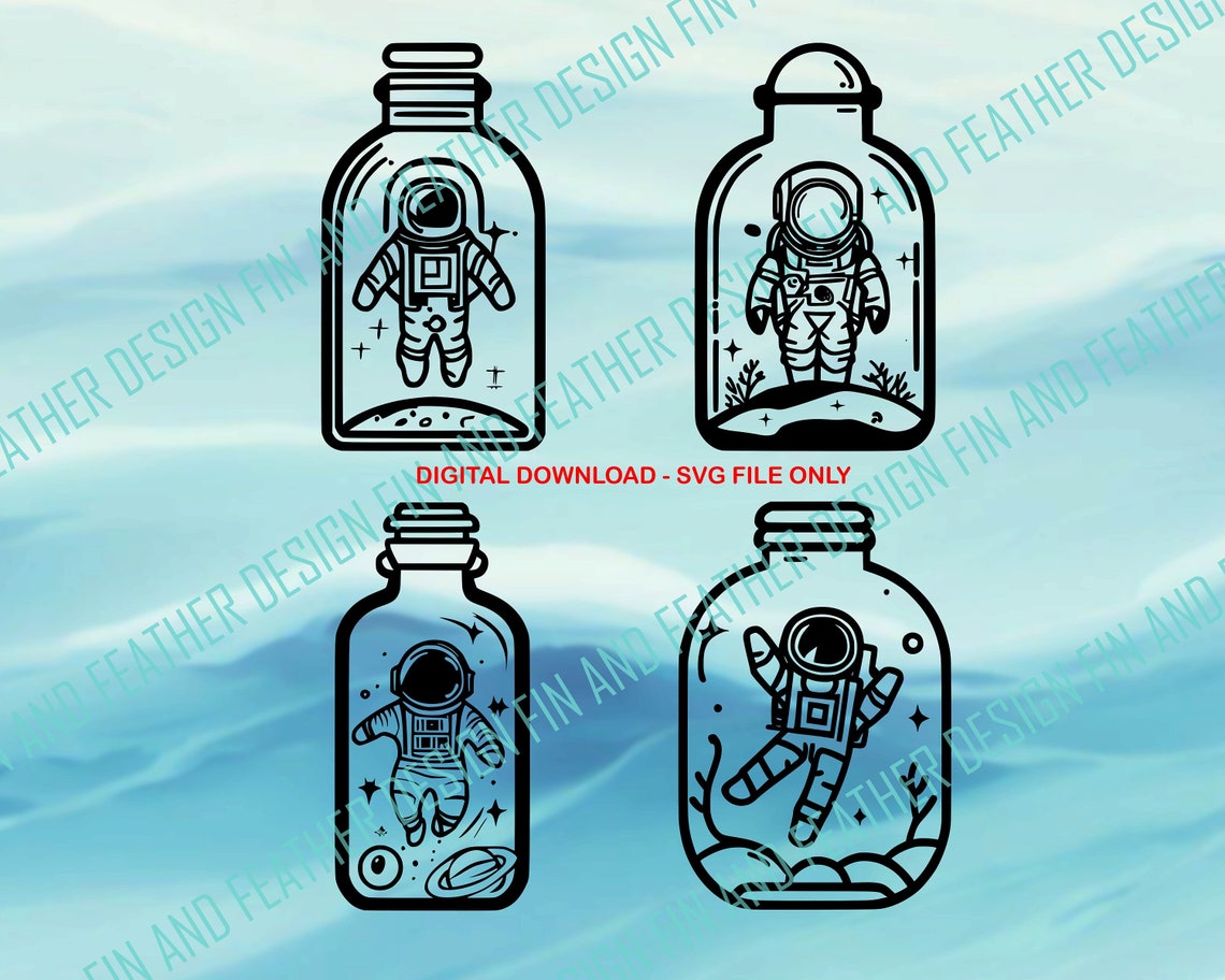 Terrarium Astronaut Svg, Astronaut in Space Clipart, Celestial Space in a Bottle, Astronaut ...