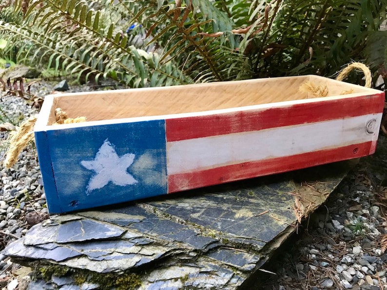 Americana Box American Flag Box Rustic Storage Box Rustic - Etsy