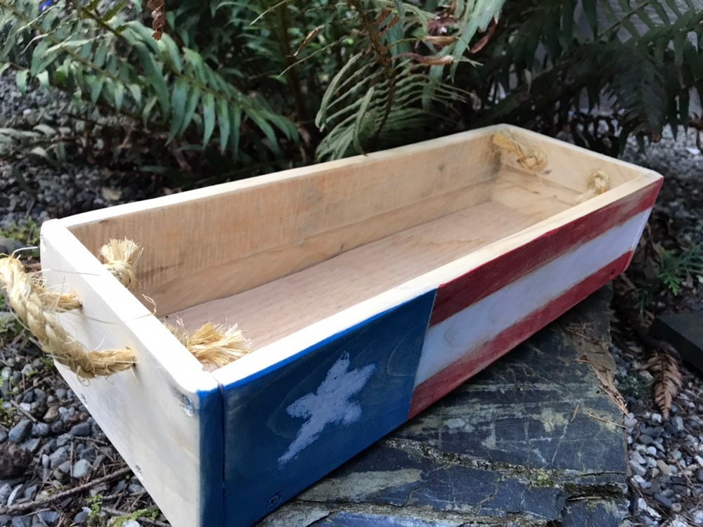 Americana Box American Flag Box Rustic Storage Box Rustic - Etsy