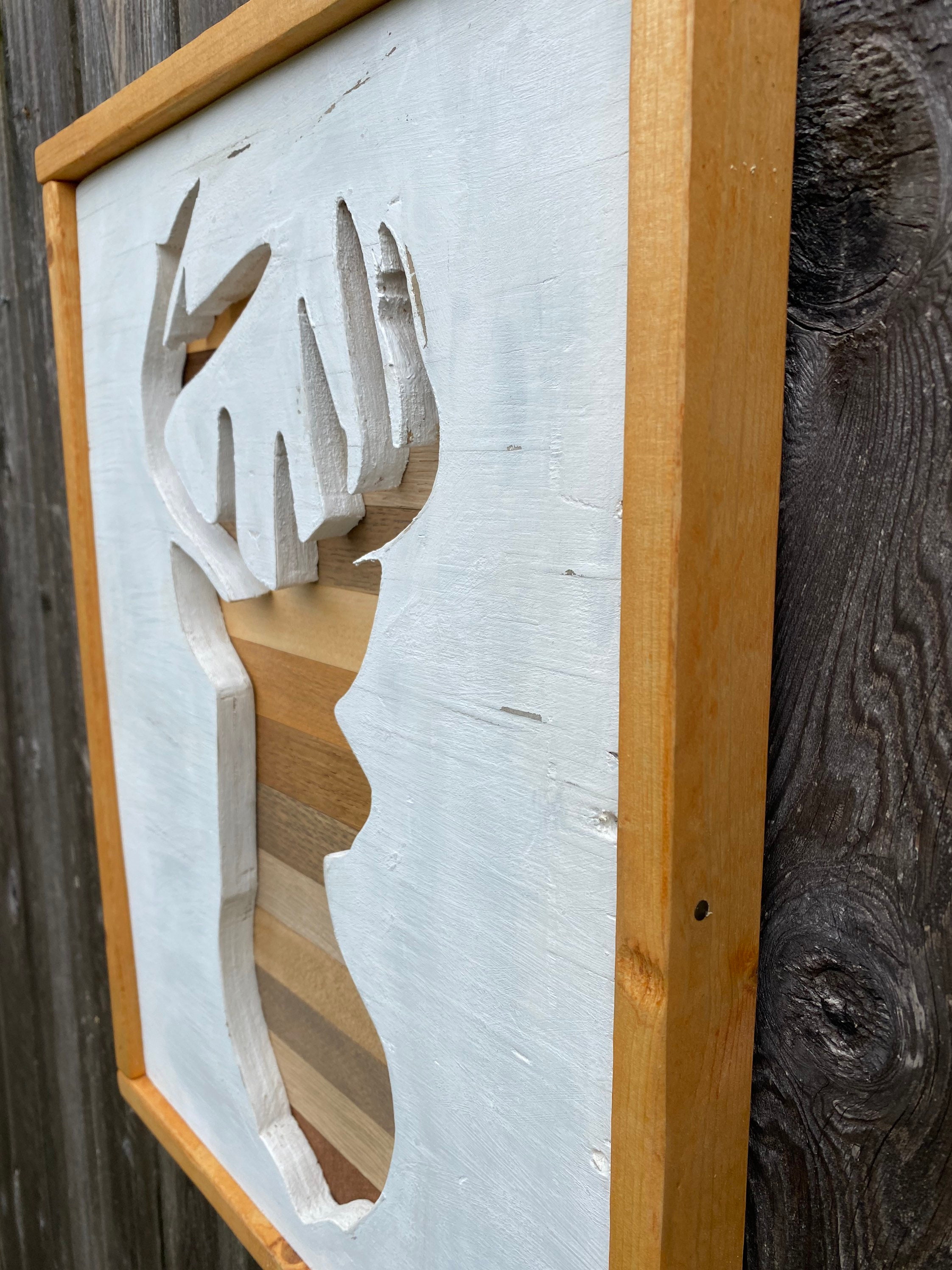 Rustic deer wall hanging deer decor wood deer decor wood | Etsy