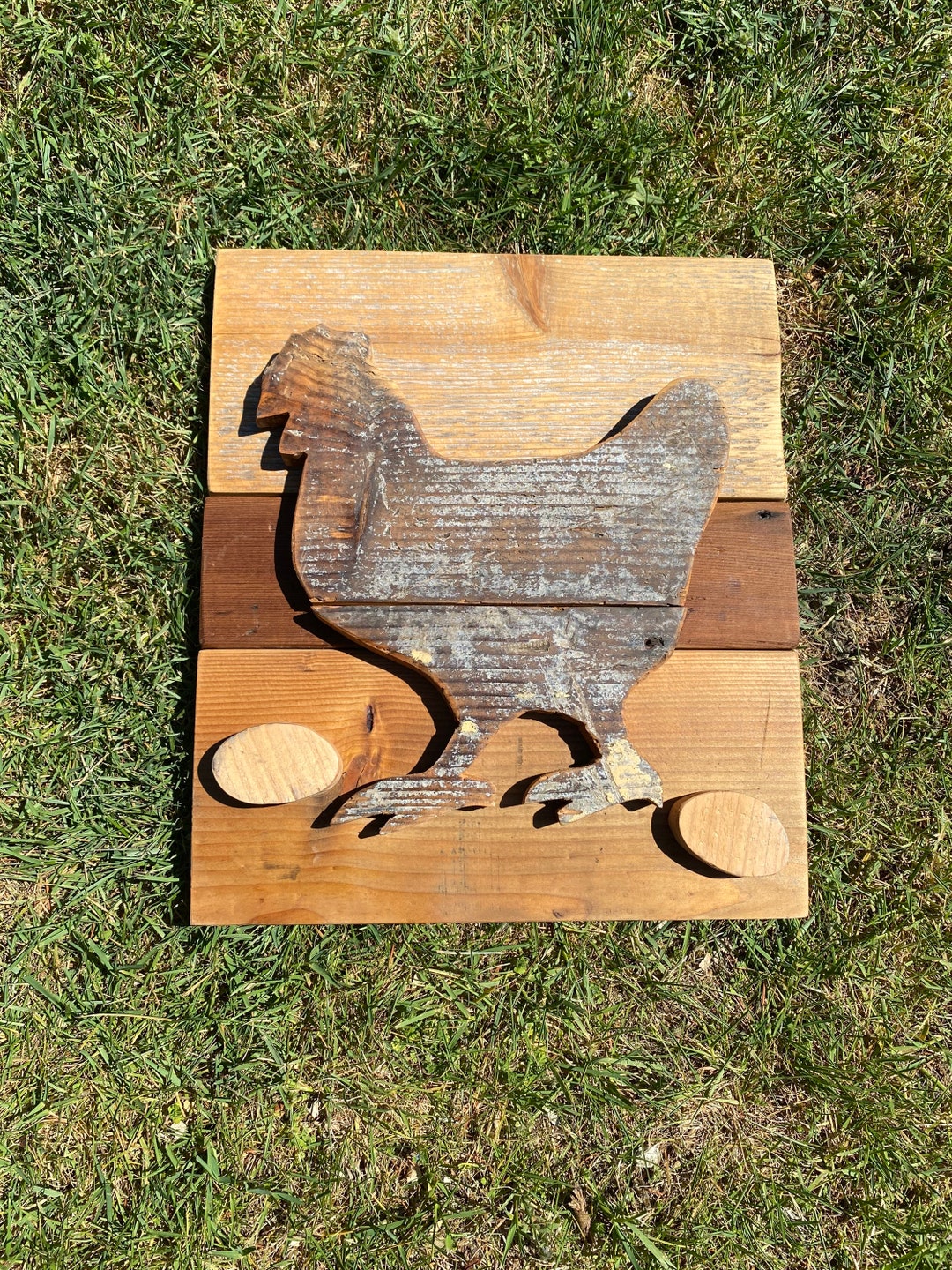 Reclaimed Wood Chicken Decor: 3D Farmhouse Wall Hanging - Etsy