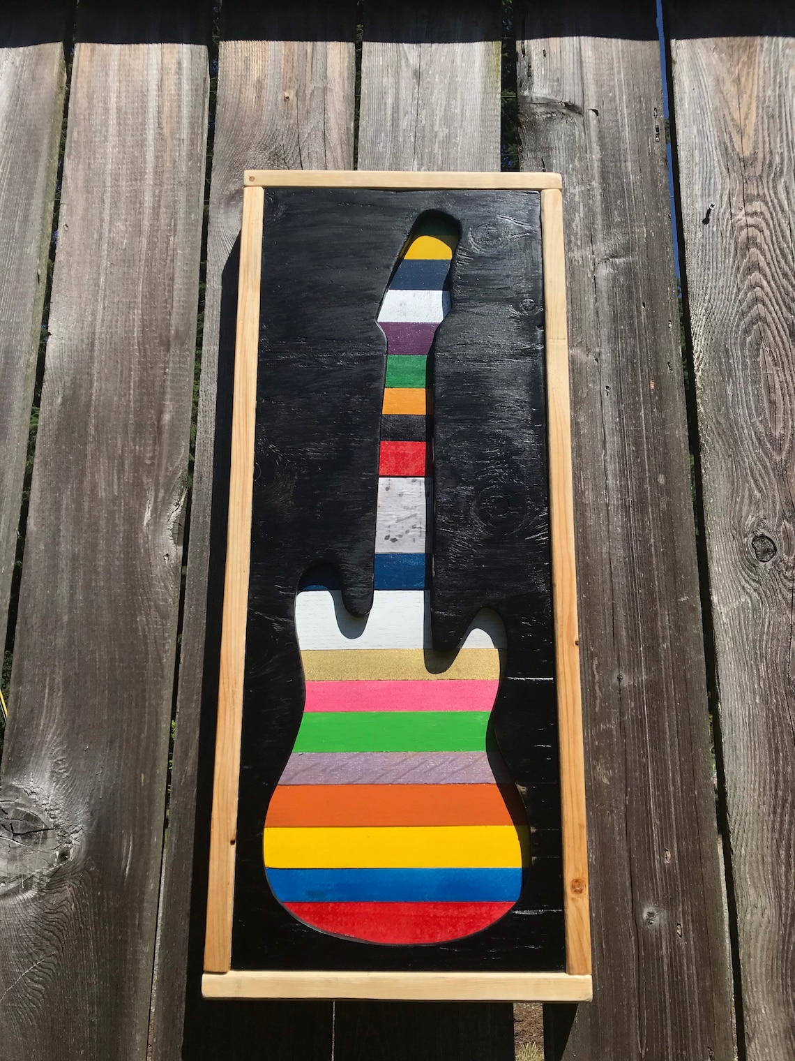 Electric guitar wall hanging guitar art reclaimed wood | Etsy