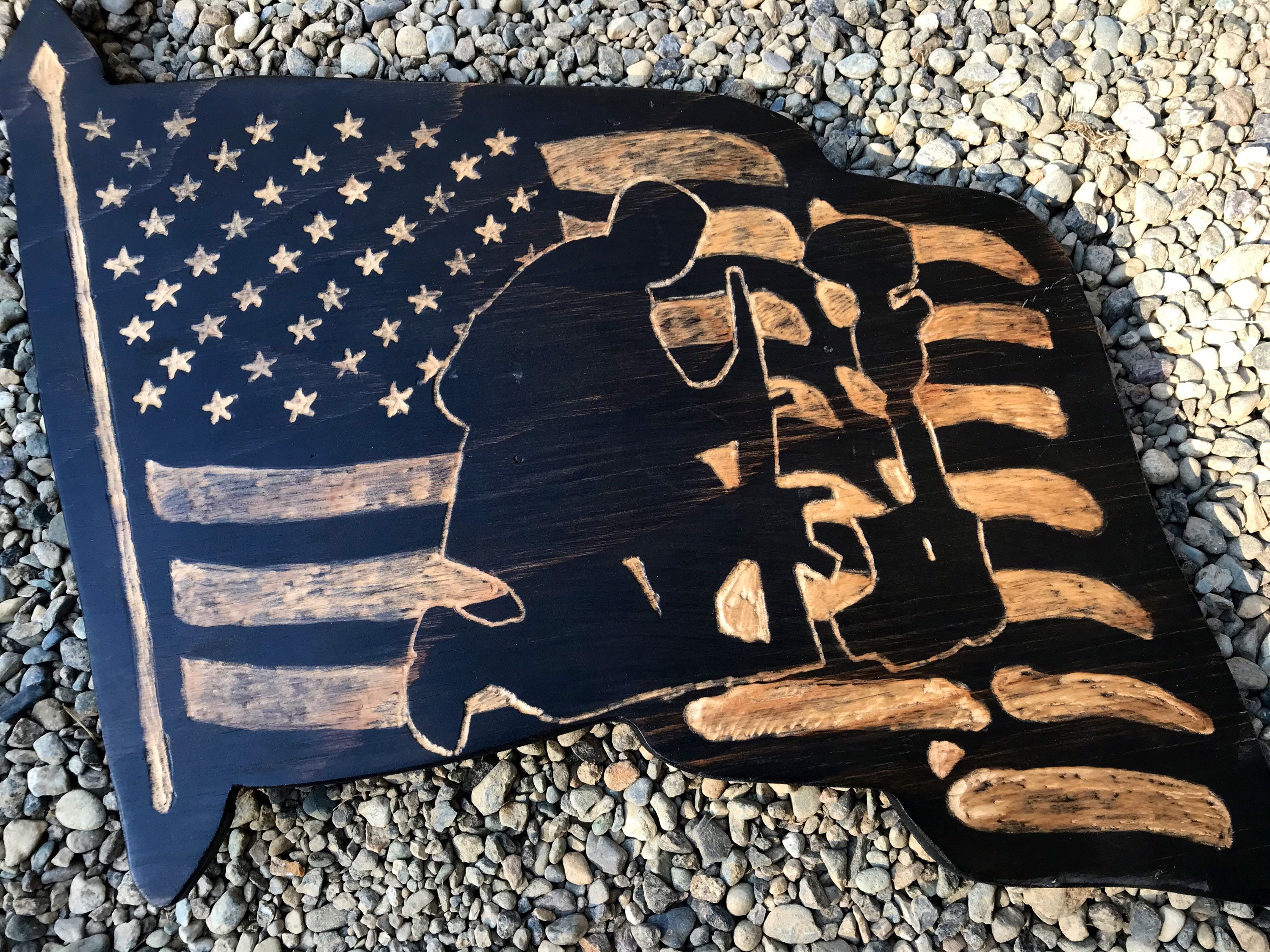 Wooden flag with fallen soldier hand engraved wooden flag | Etsy