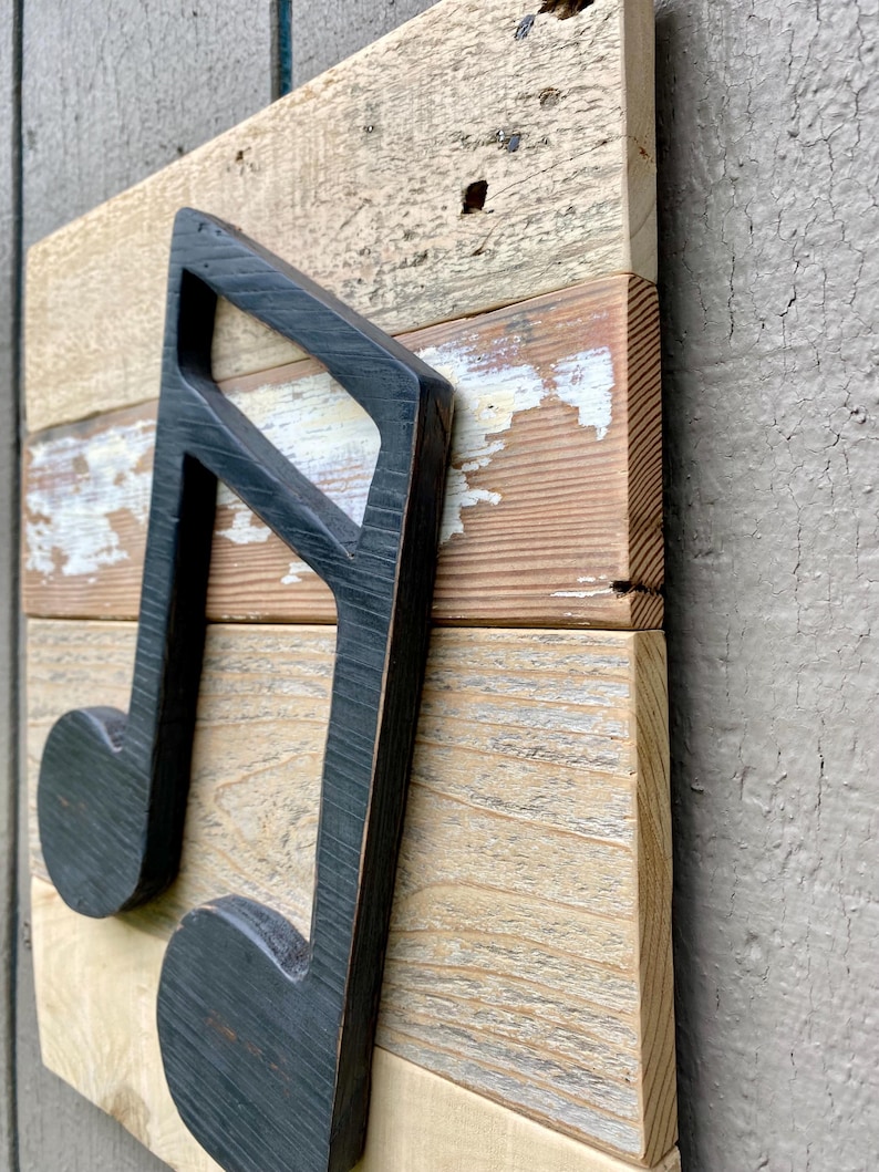 Music Note Wall Art, Rustic Beamed Semi Quaver Art - Etsy