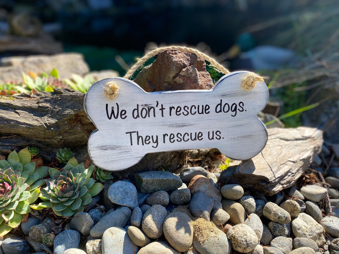 Reclaimed Wood Rescue Dog Sign: Hand Painted Bone Decor - Etsy