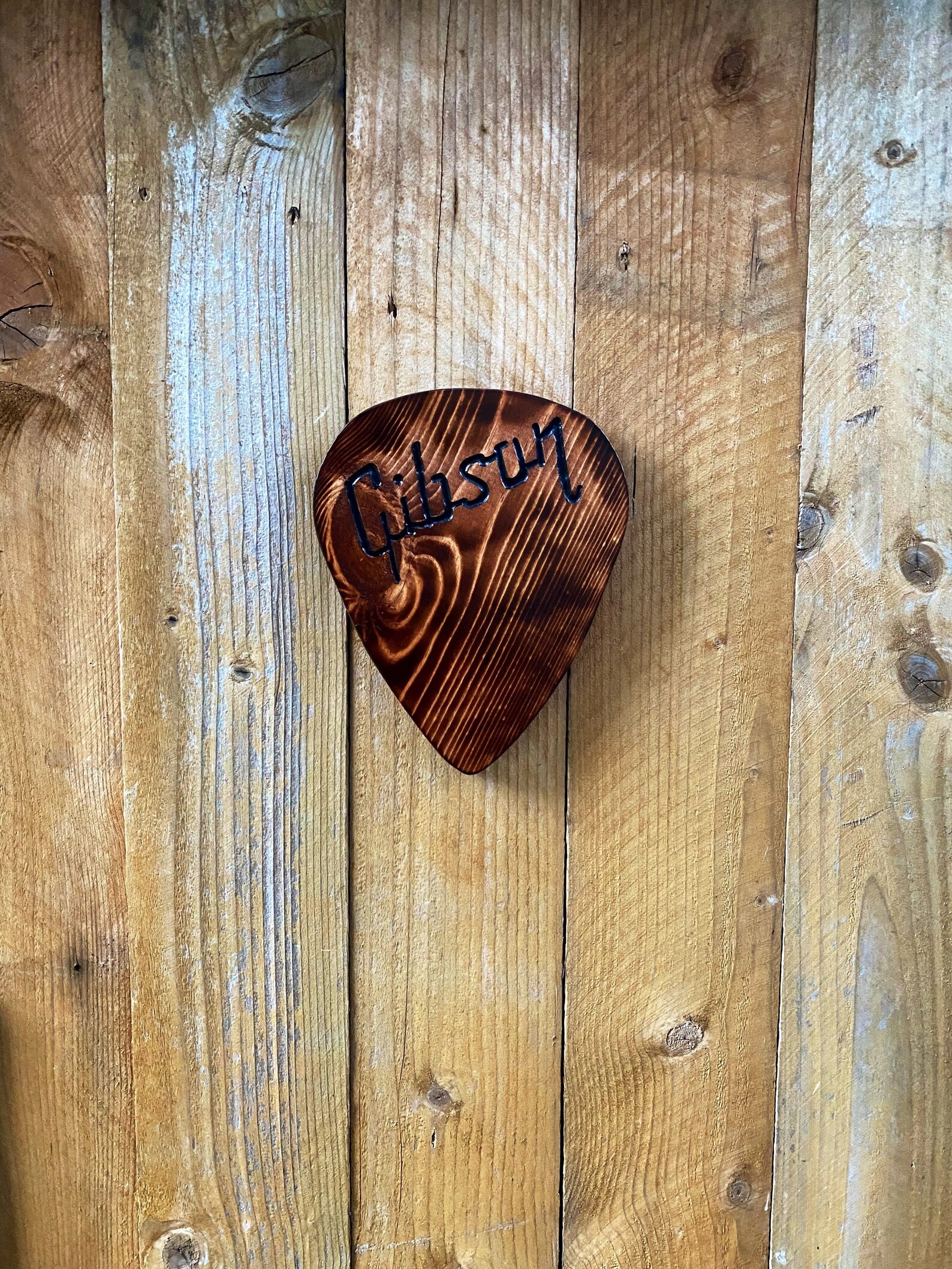 Reclaimed Wood Gibson Guitar Pick Music Decor Wood Pick | Etsy