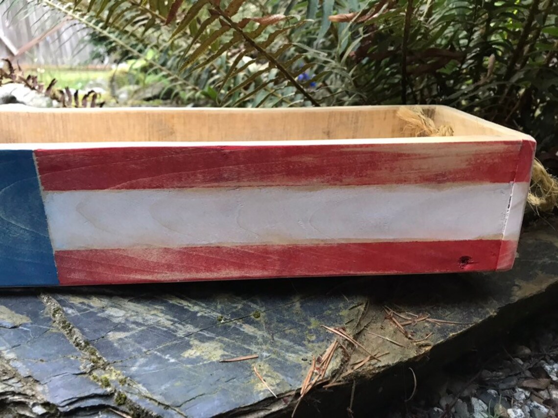 Americana Box American Flag Box Rustic Storage Box Rustic - Etsy