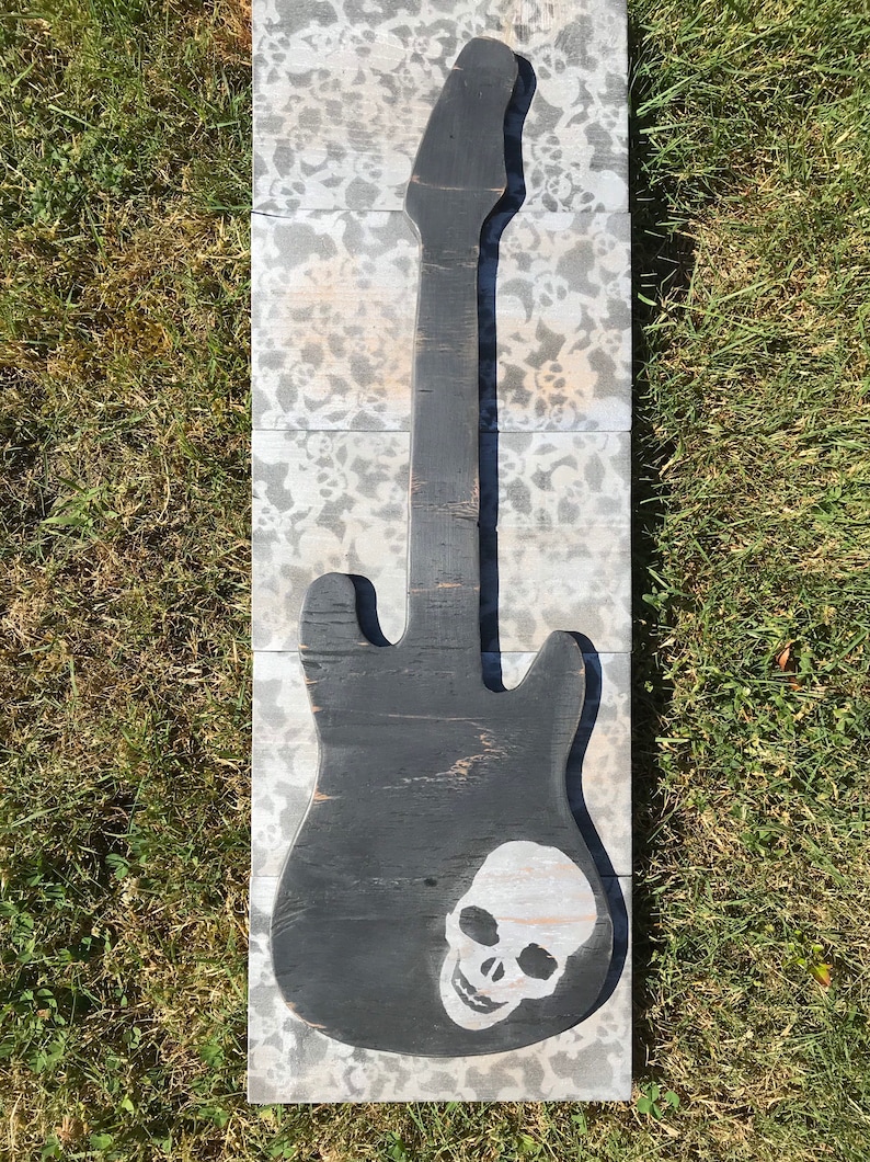 Wood Guitar Art Skull Guitar Skull Decor Fender Guitar - Etsy