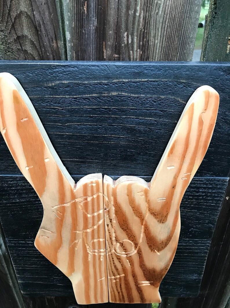 Wood Devil Horns Wall Hanging Wood Horns Up Wood Music - Etsy