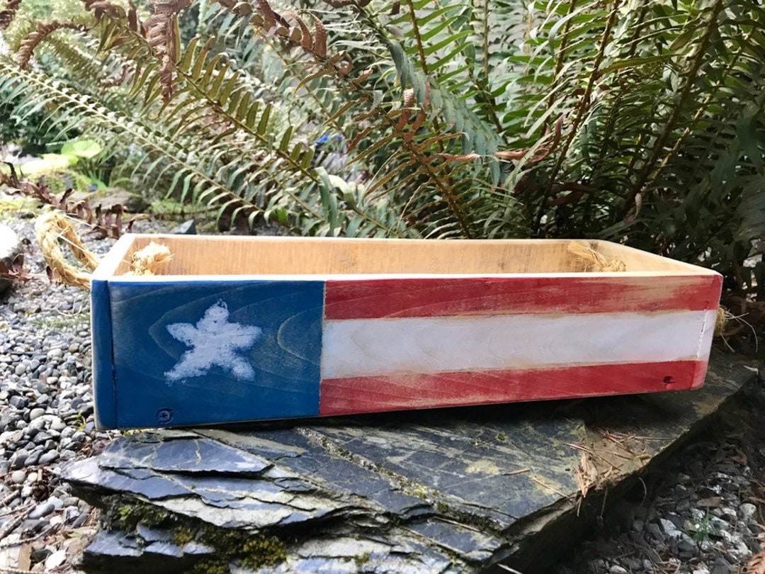 Americana Box, American Flag Box, Rustic Storage Box, Rustic Flag Decor ...