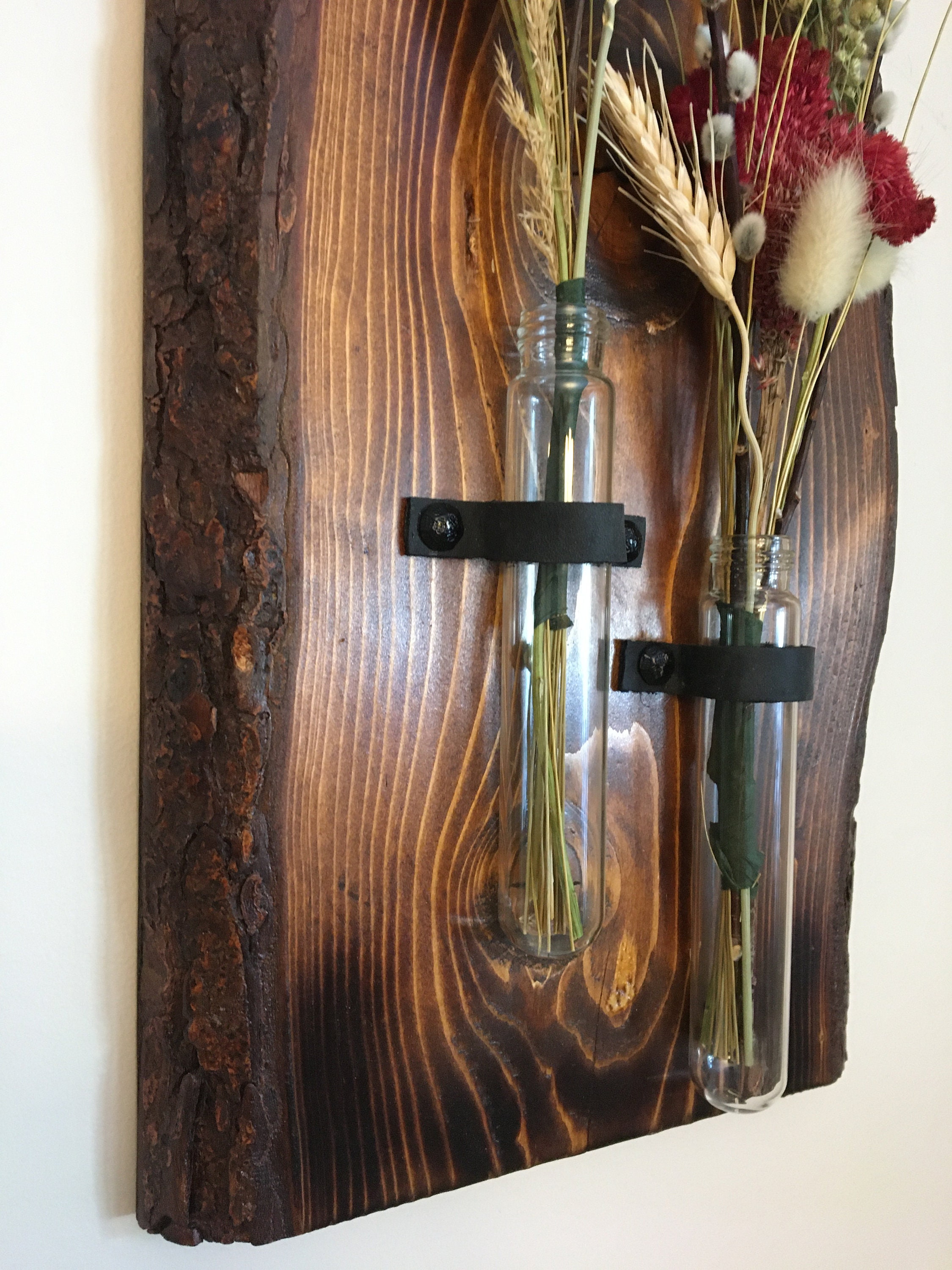 Rustic Wooden Flower Vase Natural Wall Decor Live Edge | Etsy