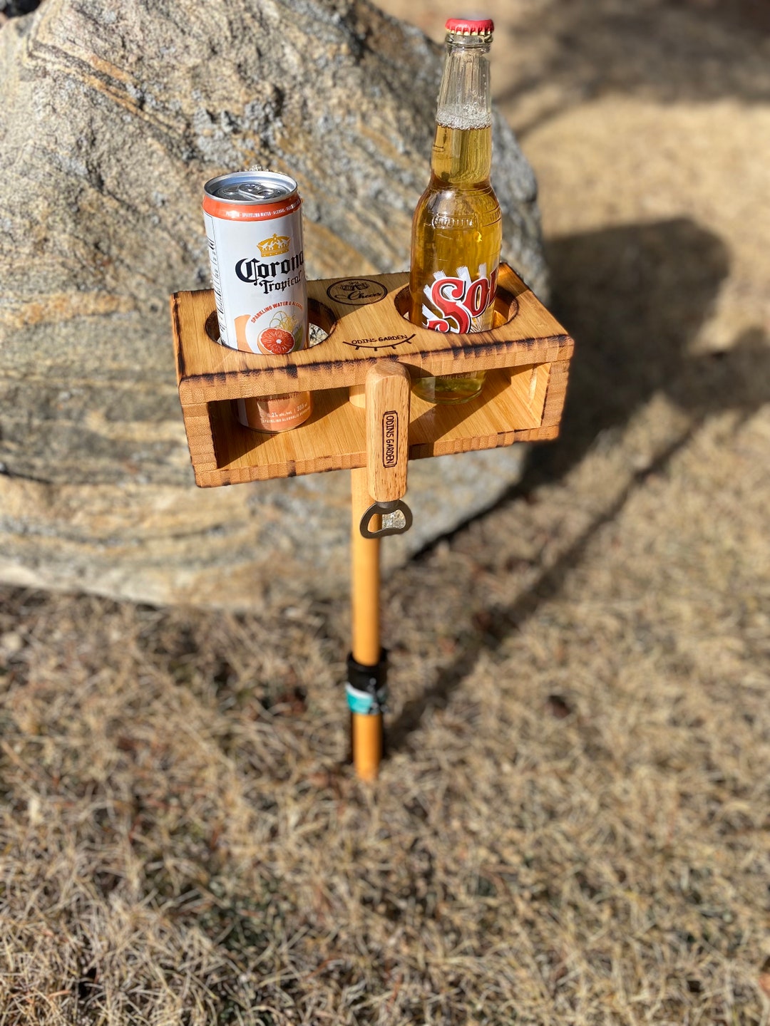 Mini Beverage Holder, Beer Table Portable, With Bottle Opener, Outdoor ...