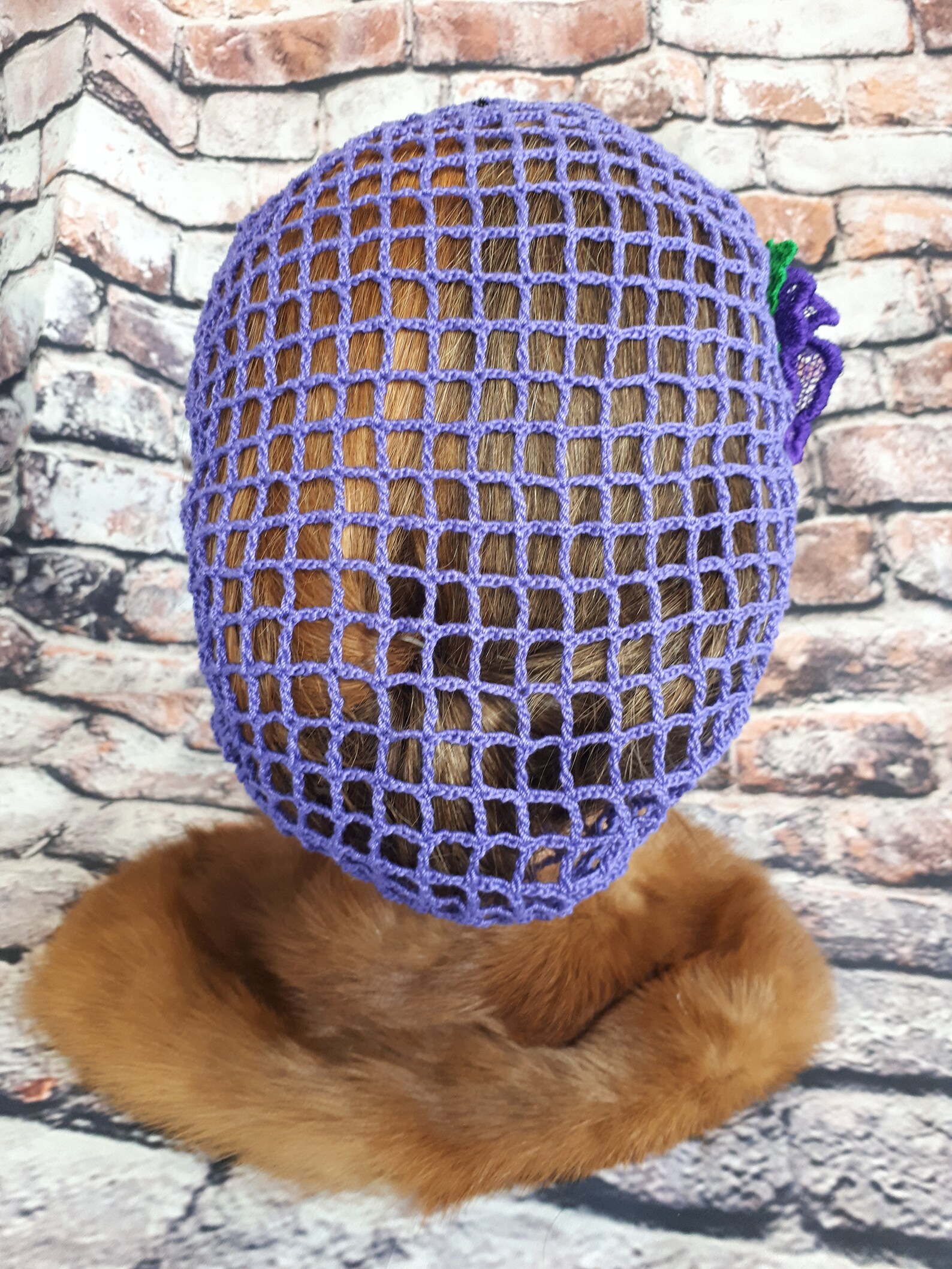 Purple Snood with Lace Flower Fascinator - Etsy 日本