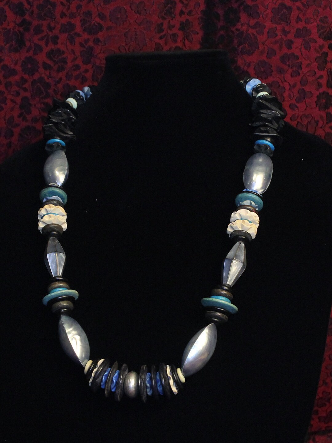 Coconut Wood and Shell Necklace - Etsy