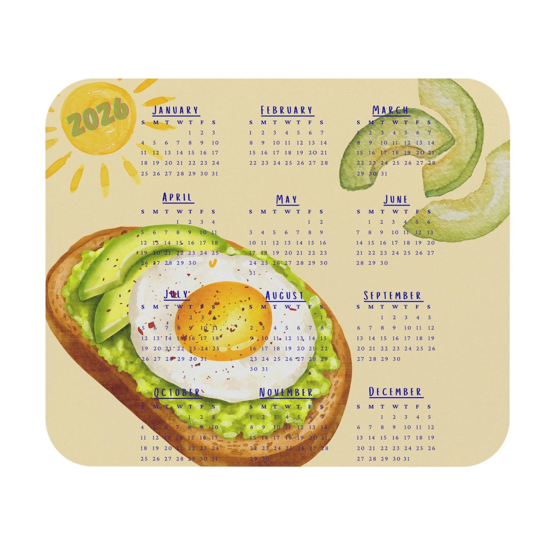 2026 Avocado Toast Calendar Mouse Pad - Etsy