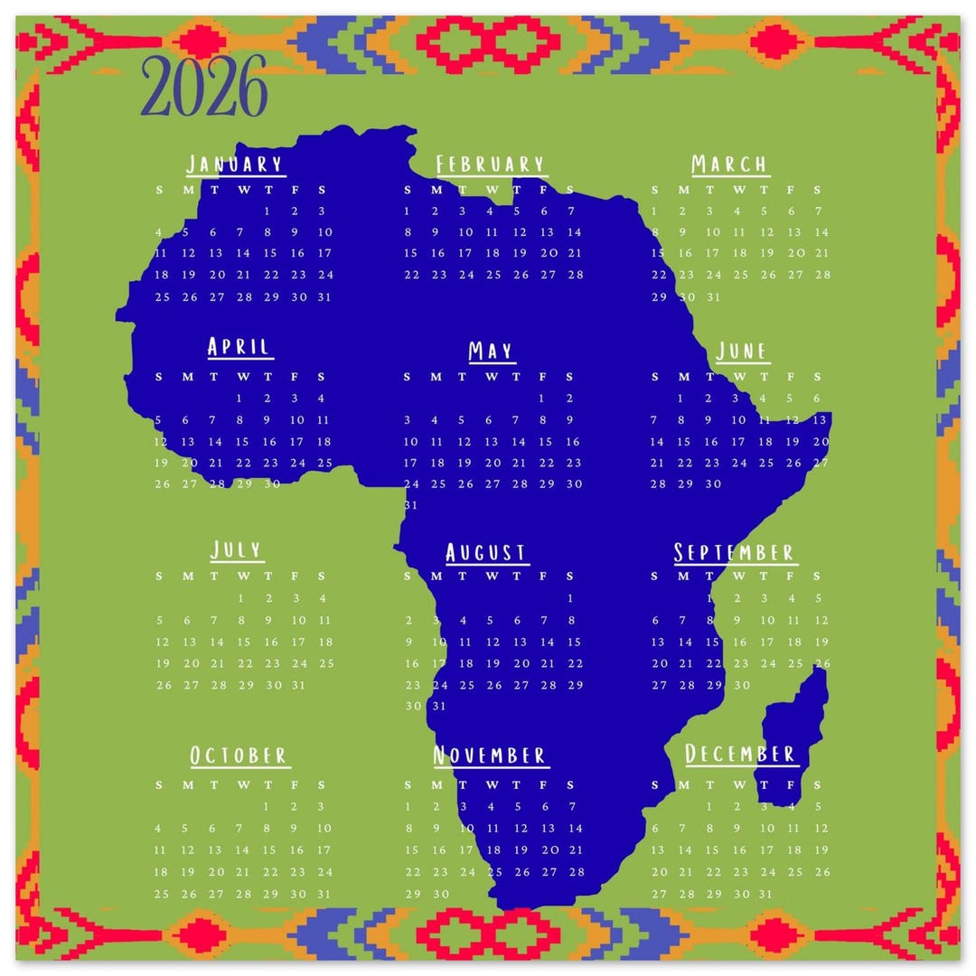 African Continent Graphic Wall Calendar 10x10″ - Etsy