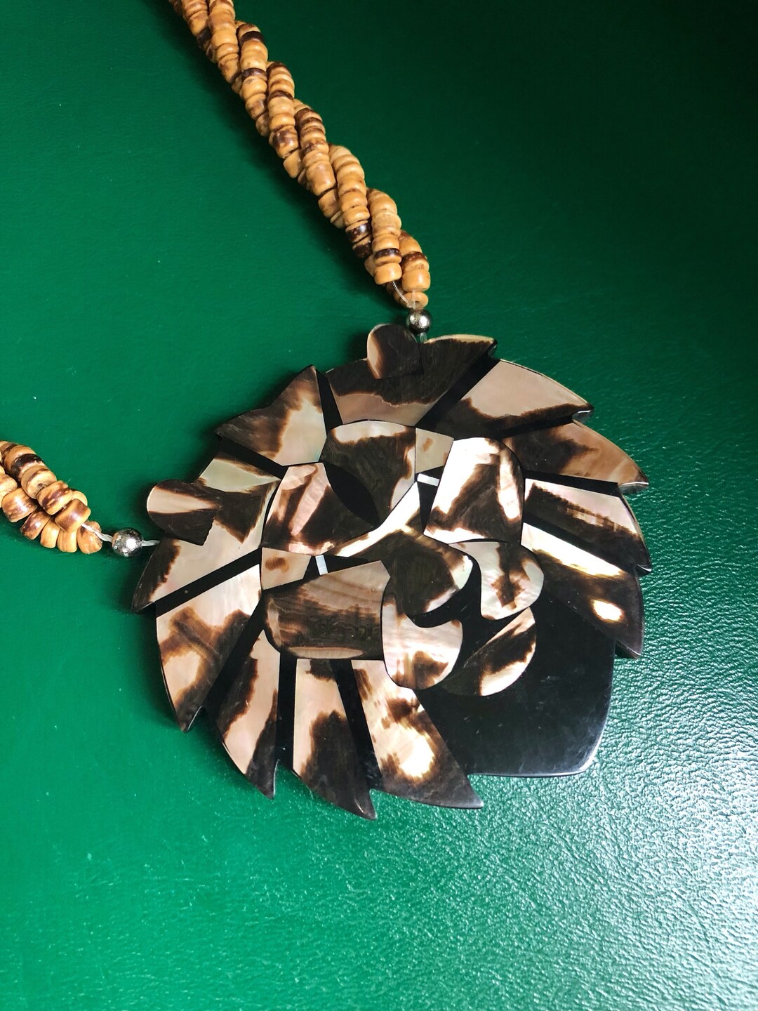 Awesome 70s or 80s Lion Mother of Pearl Lion Safari Bold Necklace - Etsy