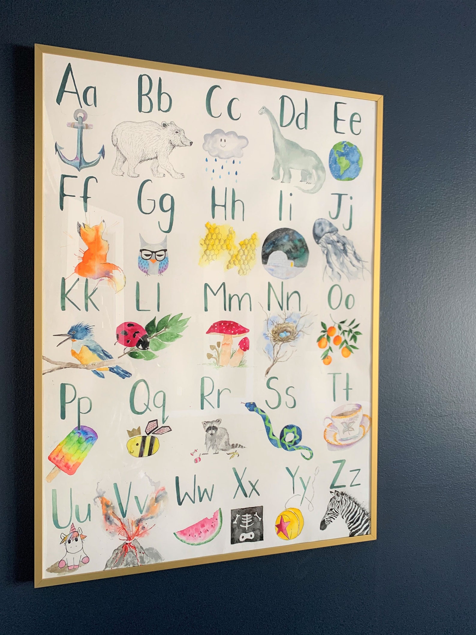 Illustrated Alphabet Poster, Alphabet Print, ABC Poster, Digital Print ...